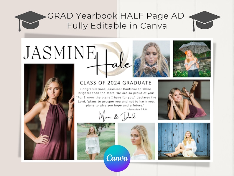 Full, Half & Quarter Page Yearbook Ad Templates - CUSTOMIZATION ...