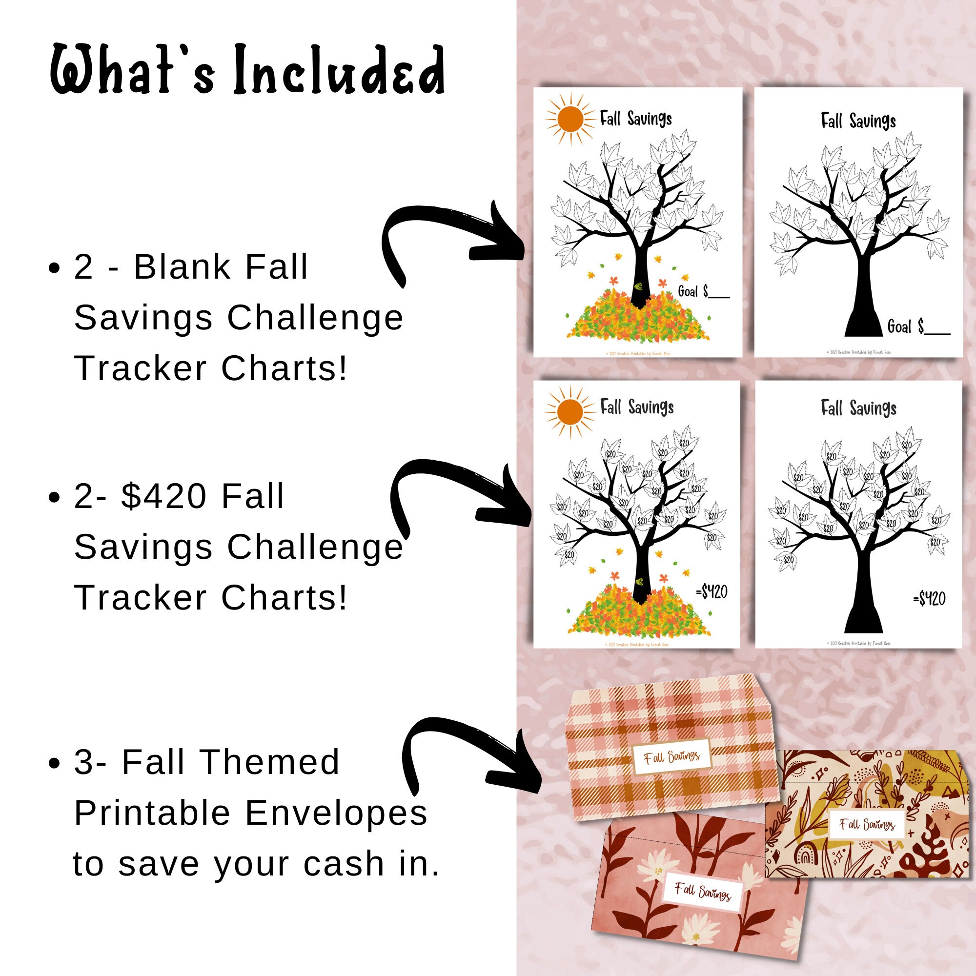 Fall Savings Challenge Printable, Fall Saving Tips Tracker, Savings ...