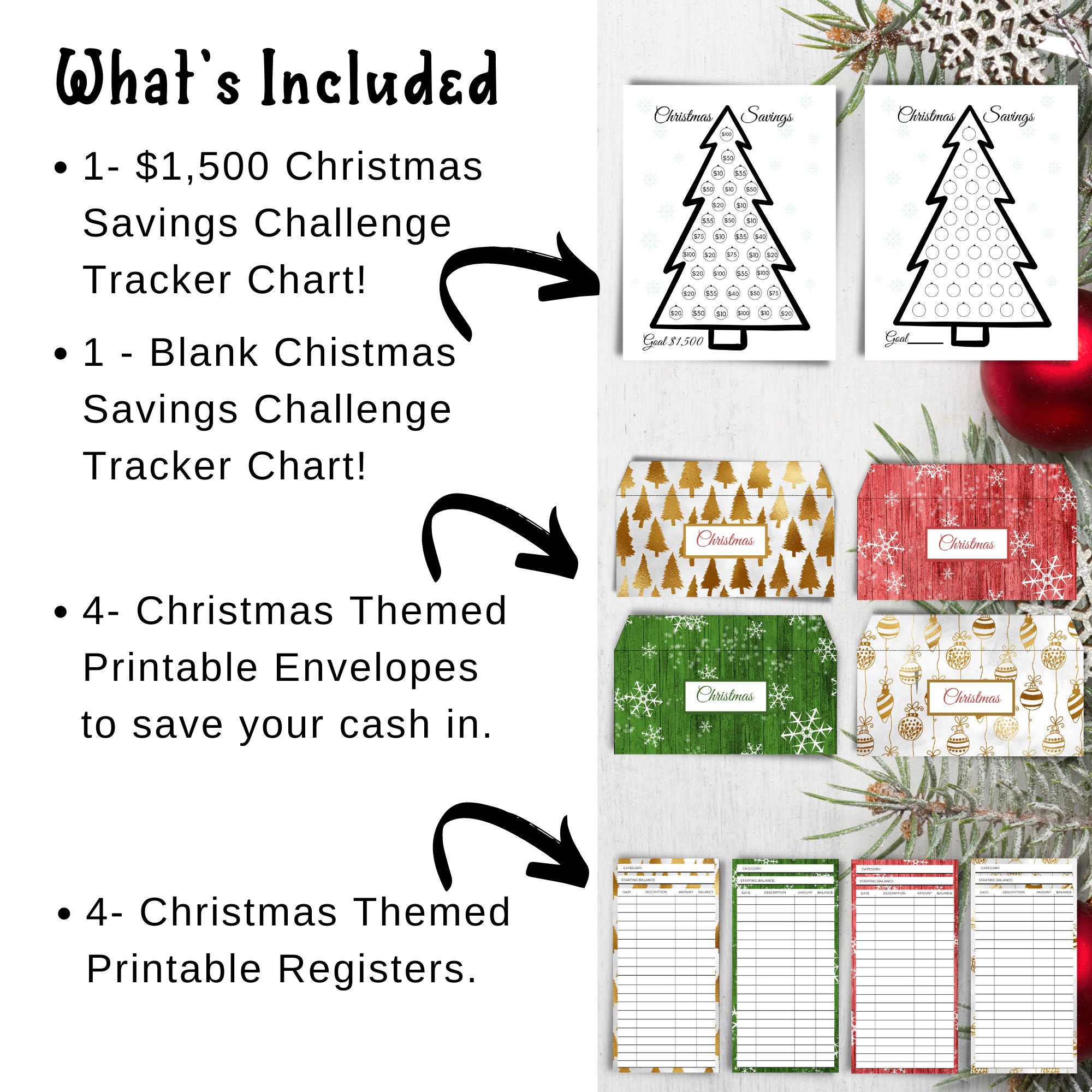 Christmas Savings Tracker Printable, Christmas Savings Challenge ...