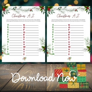 Printable Christmas A-to-z Game, Christmas Adult Party, Christmas Games ...