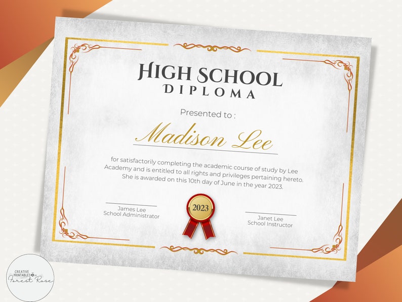 Editable High School Diploma Template, Graduation Template Bundle ...