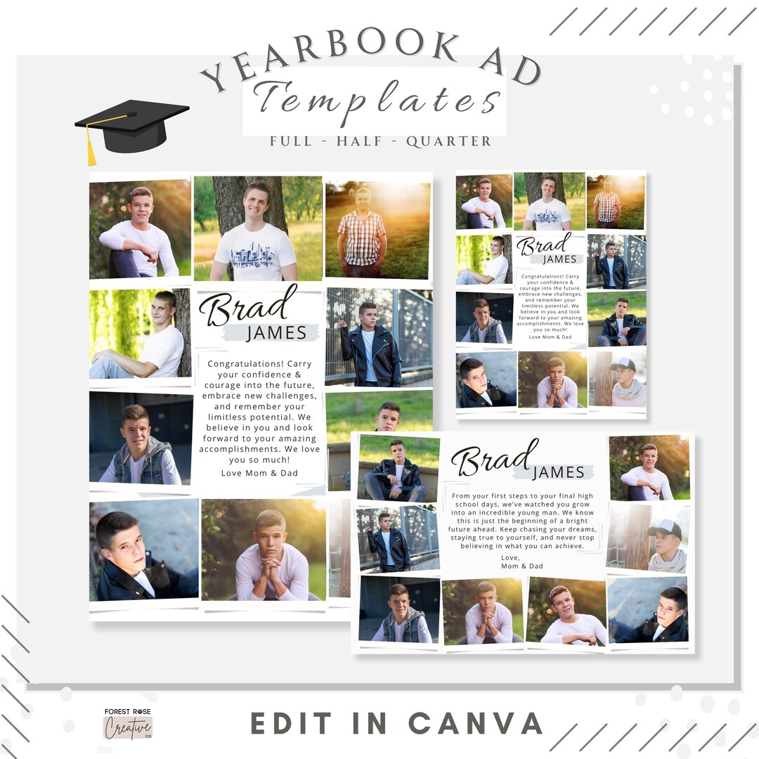 Editable Yearbook Ad Templates | Full, Half and Quarter Layout ...