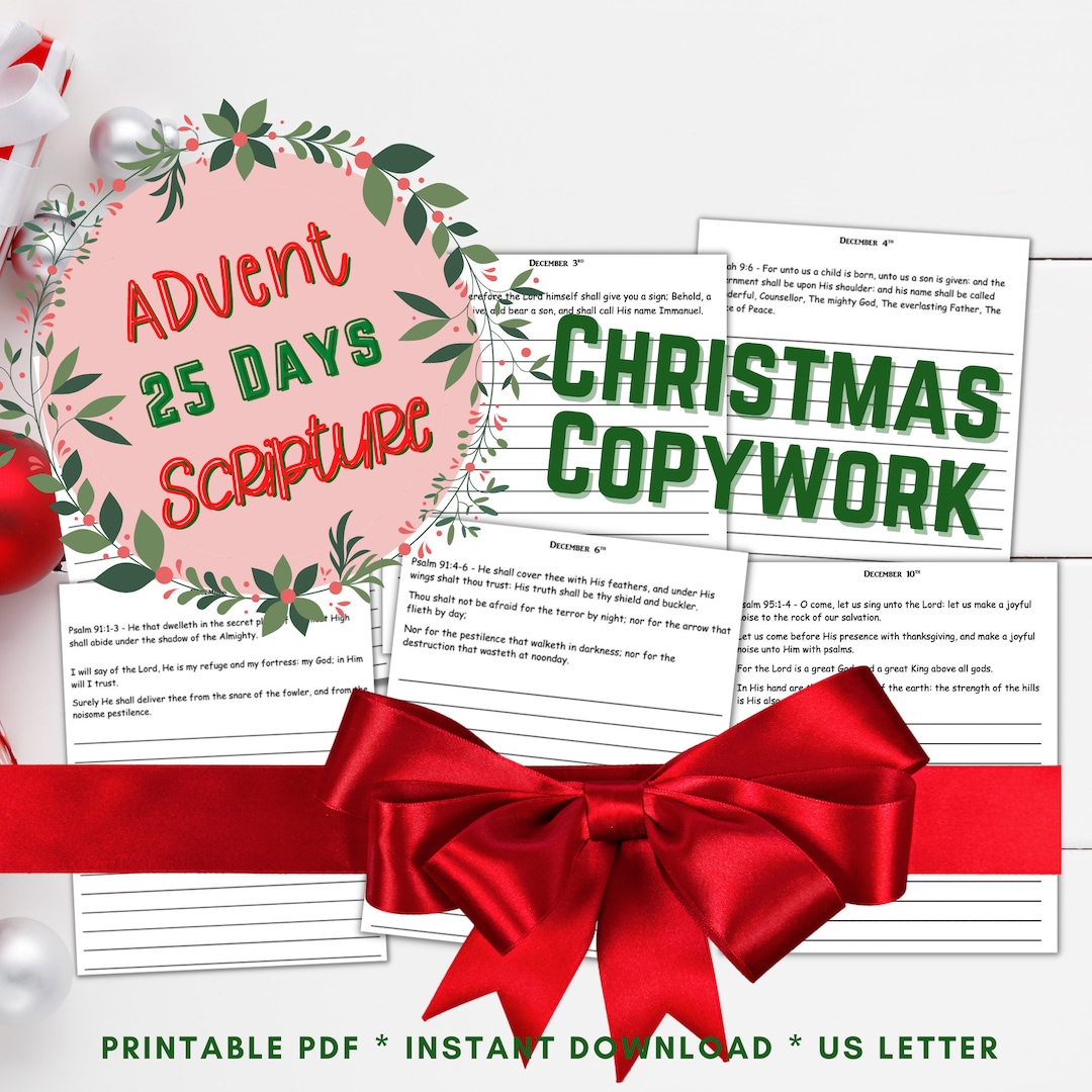 25 Days of Christmas Copywork, Scripture Copywork, Advent Calendar ...