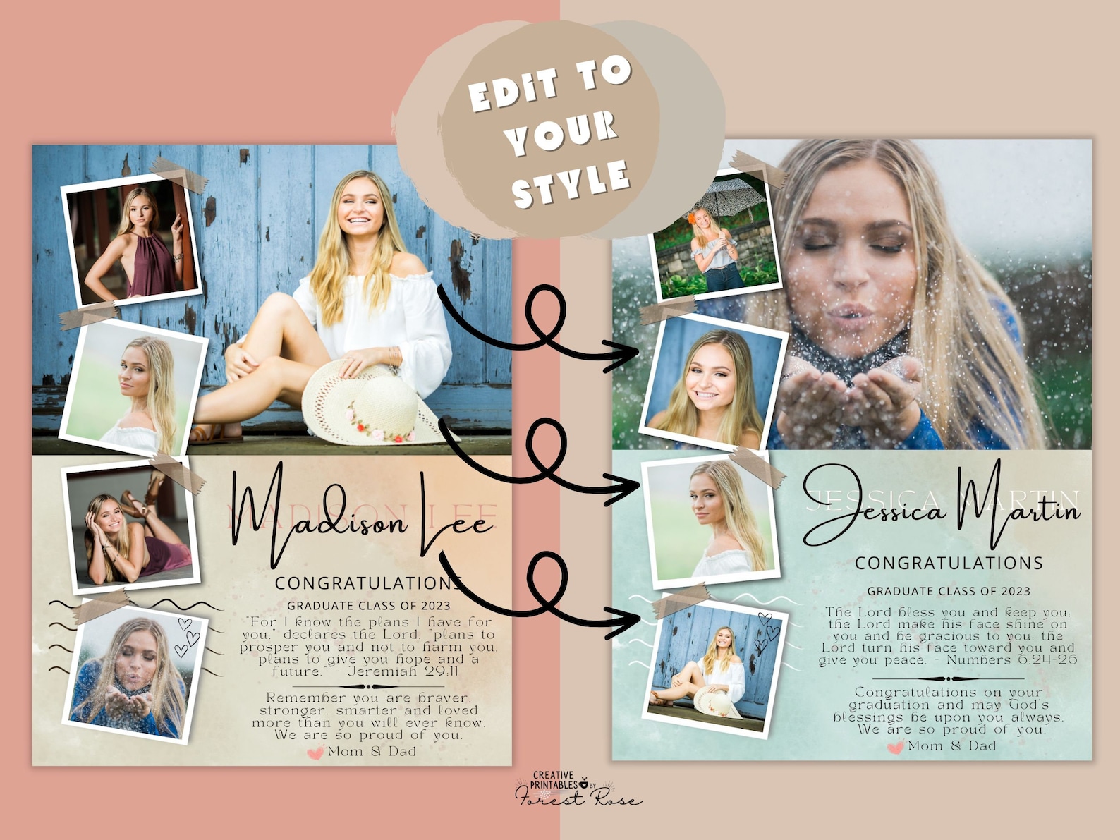 FULL PAGE Yearbook Ad Template, Graduation Tribute Page , Editable ...