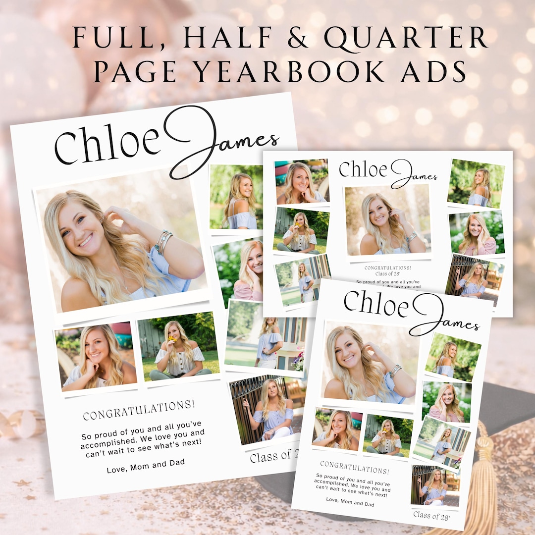 Editable Yearbook Ad Templates | Full, Half and Quarter Page ...