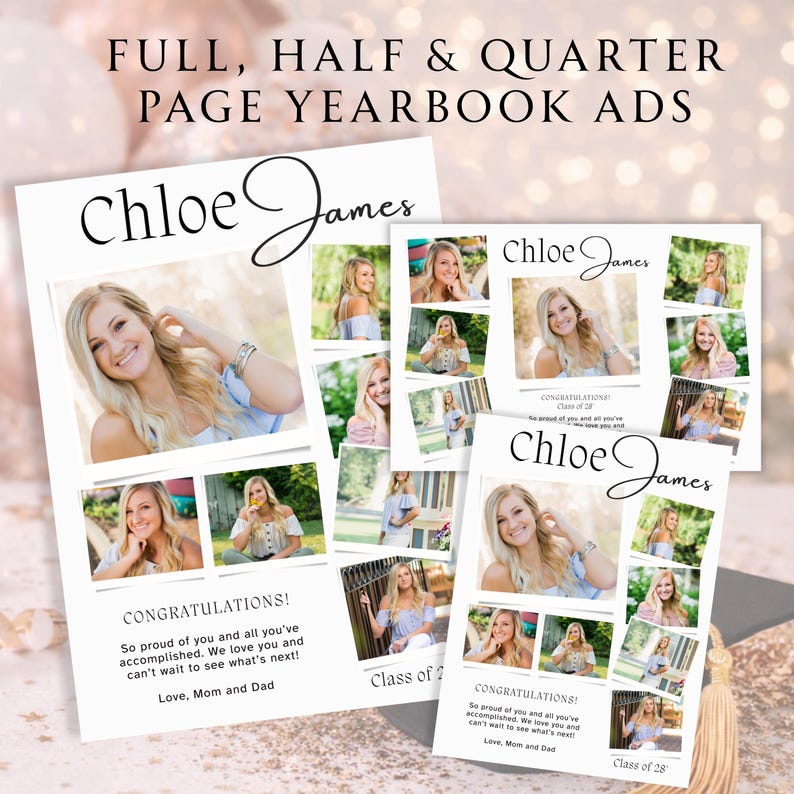 Editable Yearbook Ad Templates | Full, Half and Quarter Page ...