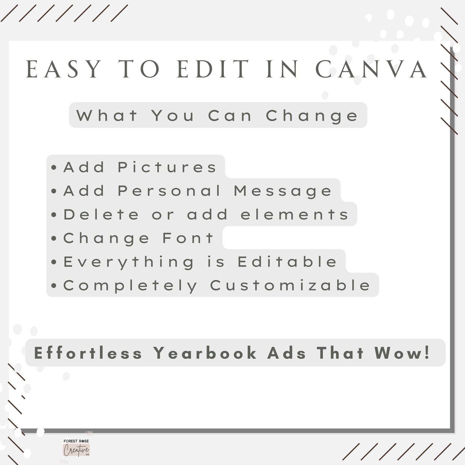 Editable HALF PAGE Yearbook Ad, DIY Personalized High School Grad ...