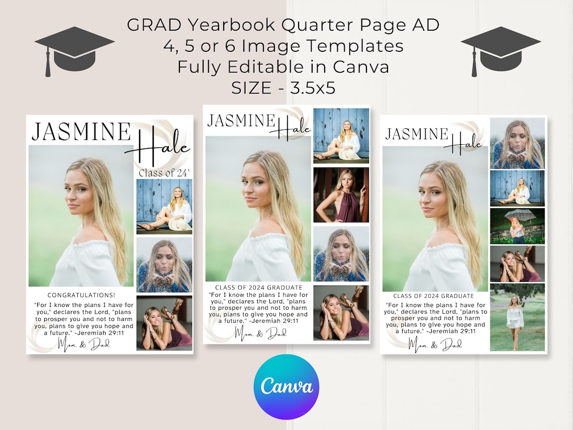 Full, Half & Quarter Page Yearbook Ad Templates - CUSTOMIZATION ...