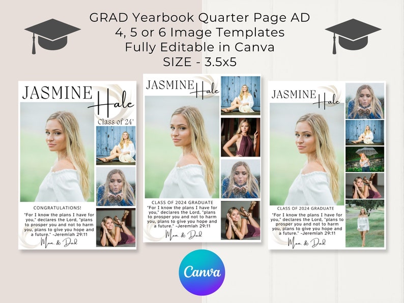 Full, Half & Quarter Page Yearbook Ad Templates - CUSTOMIZATION ...