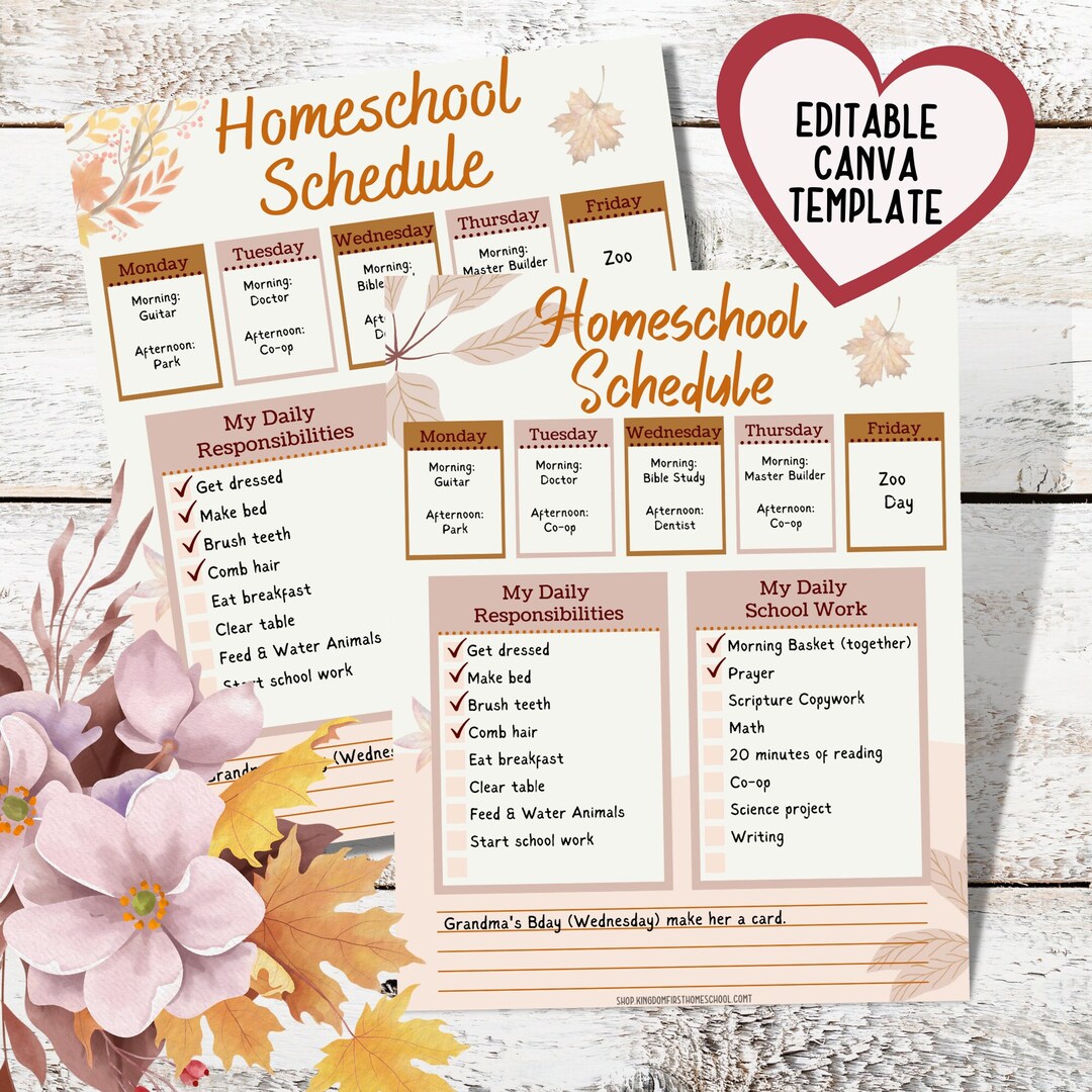 Homeschool Schedule, Weekly Homeschool Schedule, Homeschool Planner ...