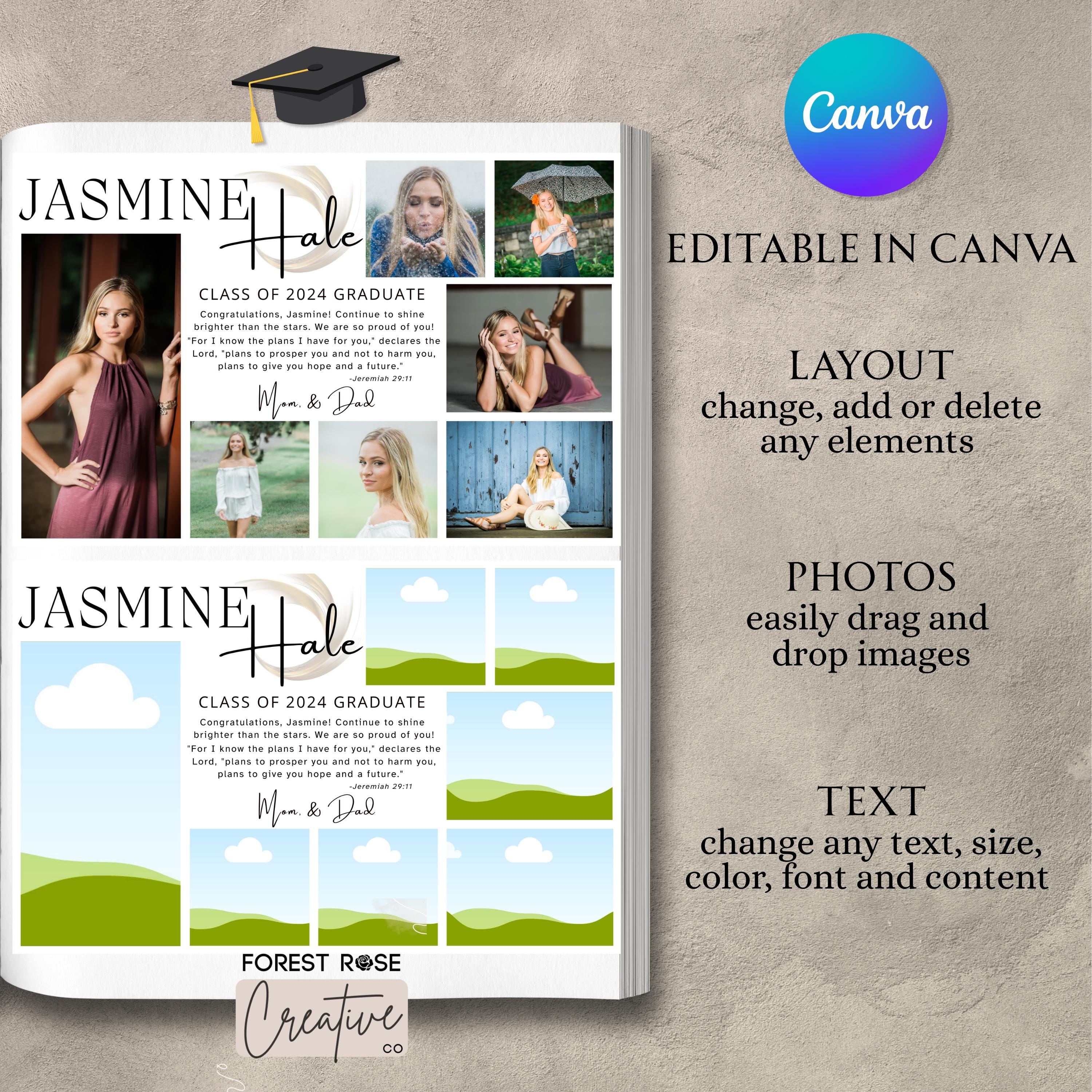 Editable Half Page Yearbook Ad Template, DIY Personalized, High School ...