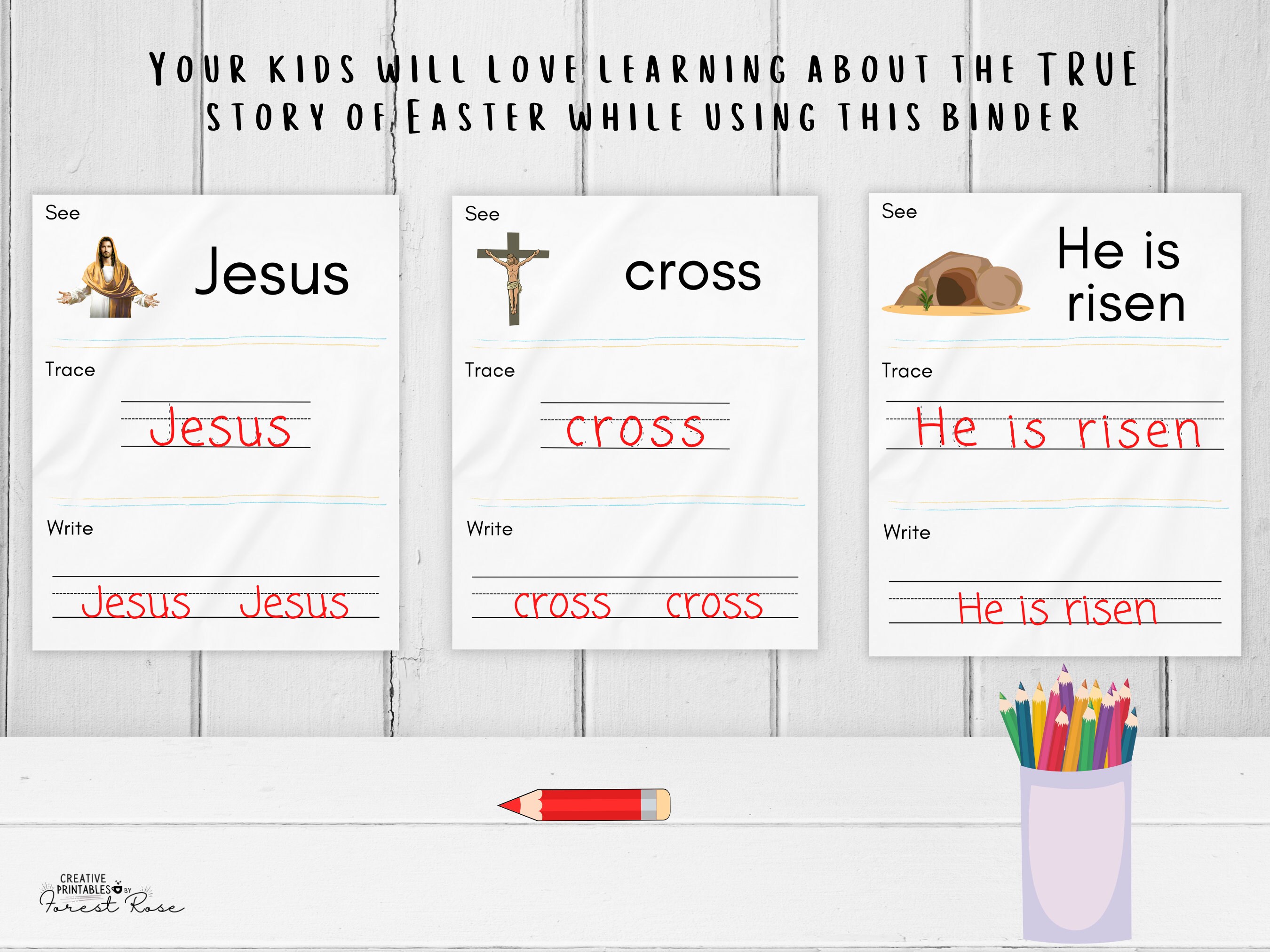 Christ-centered Easter Words Tracing Binder, Easter Printables for ...