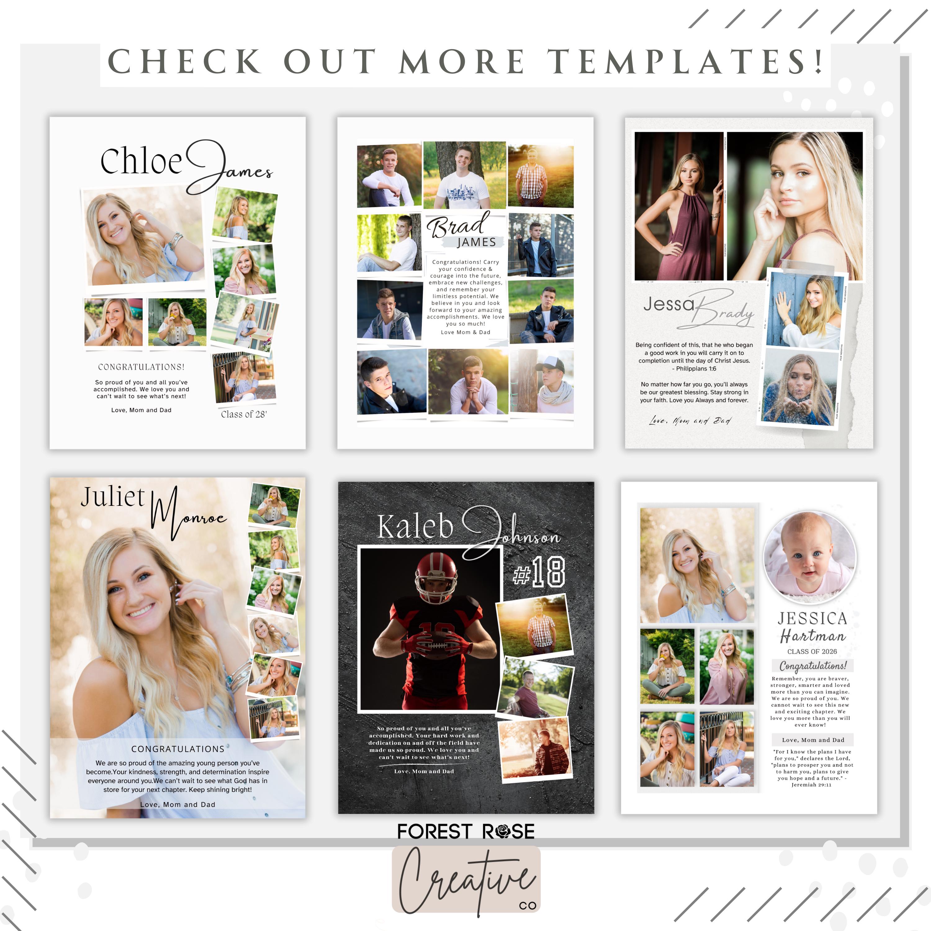 Editable HALF PAGE Yearbook Ad, DIY Personalized High School Grad ...