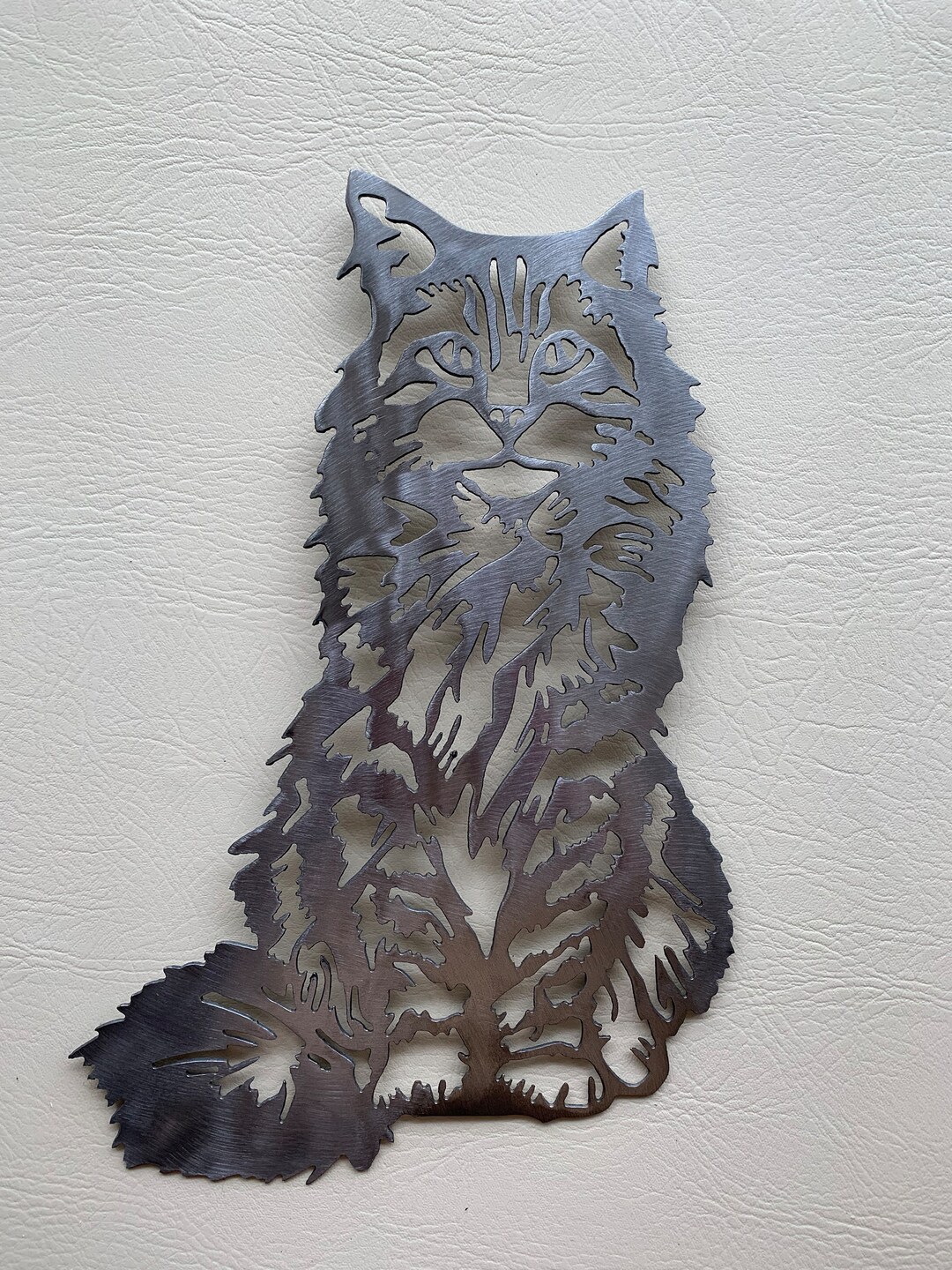 Cat Metal Wall Art Maine Coon Style Polished Steel Metal Art - Etsy