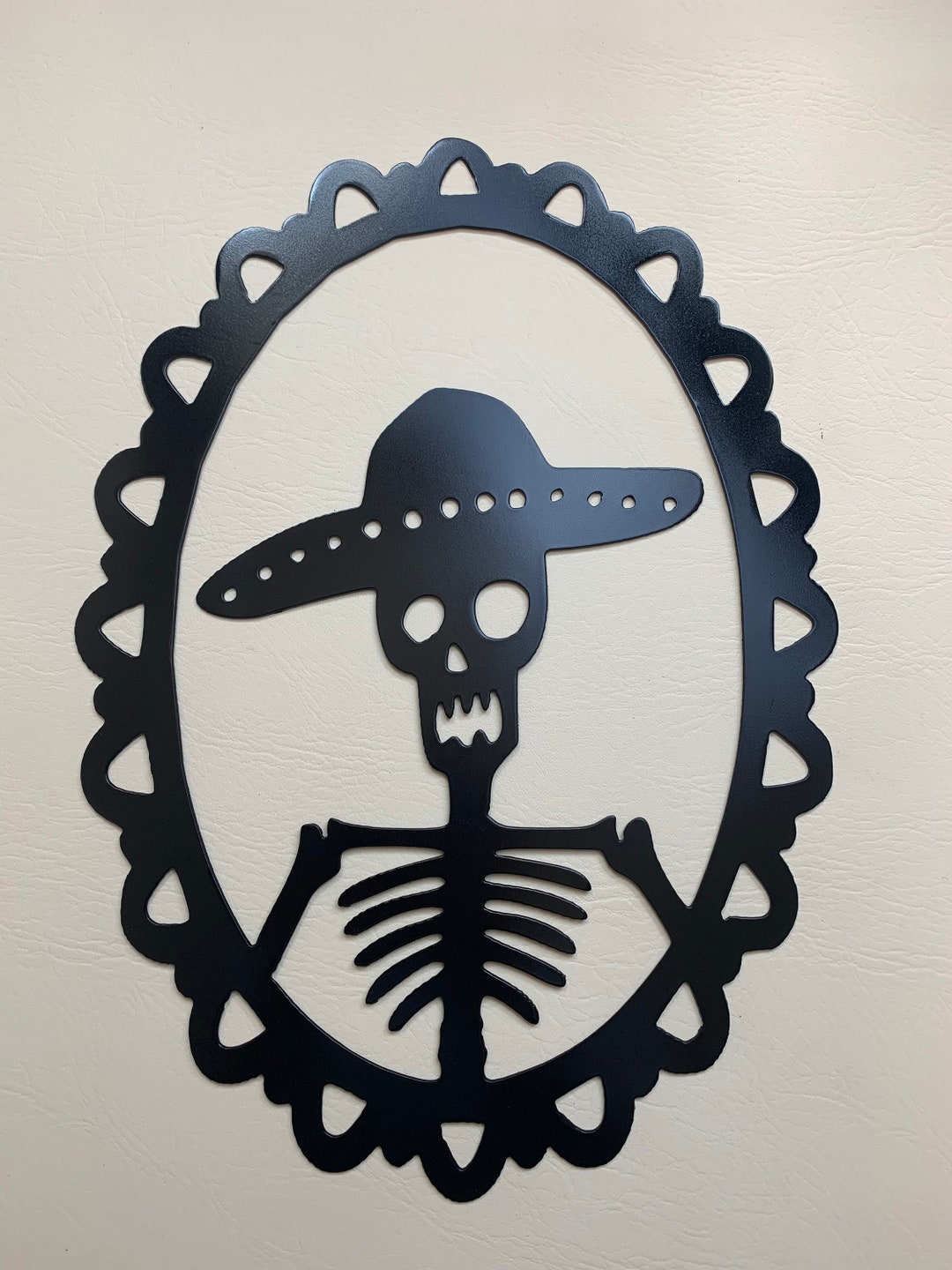 Day of the Dead Oval Frame Silhouette Cameo Male Metal Wall Art - Etsy