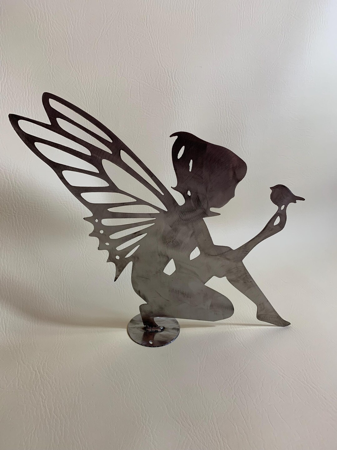Fairy Tinkerbell Style Holding Bird Metal Art With or Without Base - Etsy