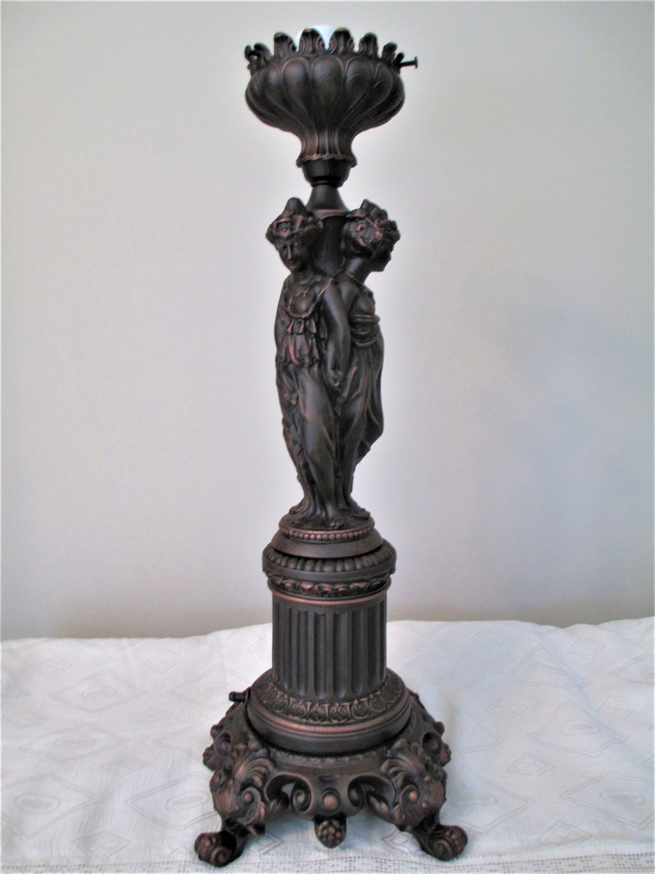 Beautiful Table Lamp - Three Graces With Decorated Ball Shade - Etsy