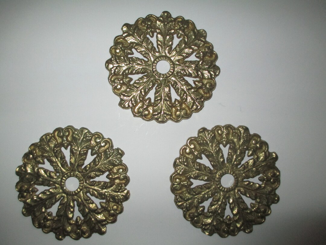 Set of 3 Antique Lighting Recast Solid Brass Bobeches / Escutcheons ...