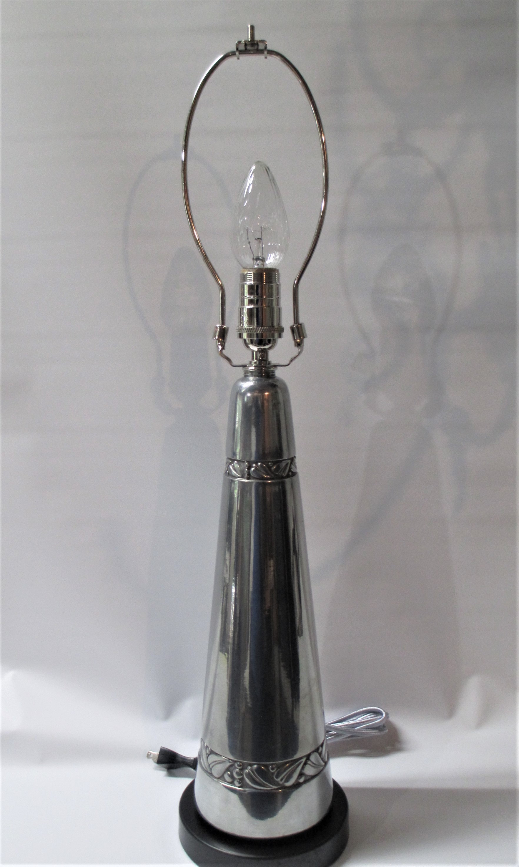 Elegant Mid-century Modern Large Aluminum Table Lamp With Black Shade ...