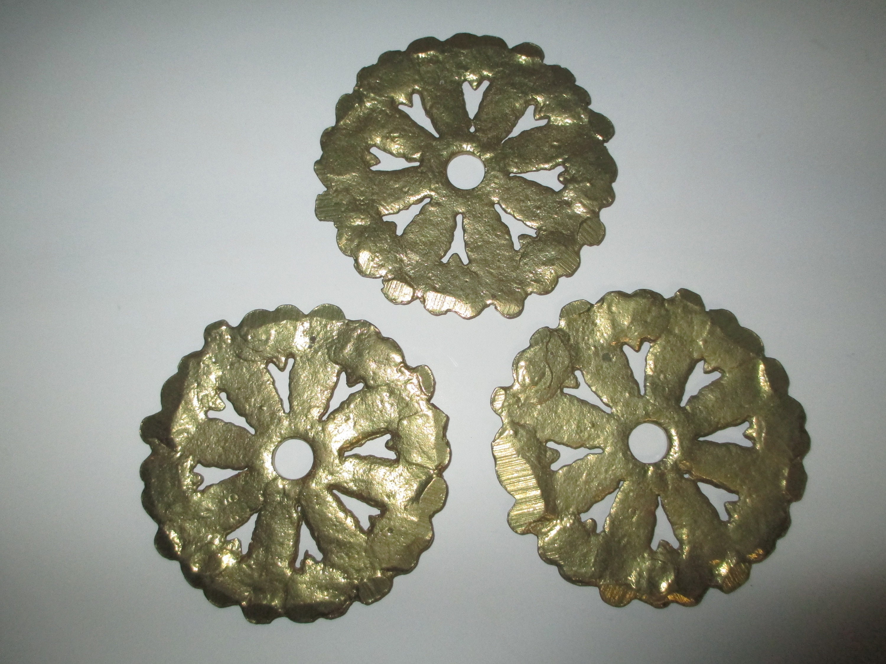 Set of 3 Antique Lighting Recast Solid Brass Bobeches / Escutcheons ...