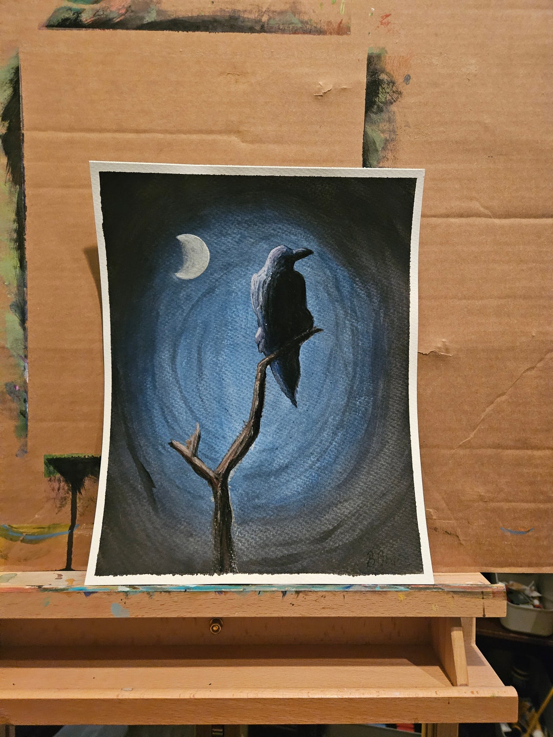 Raven in Moonlight - Etsy
