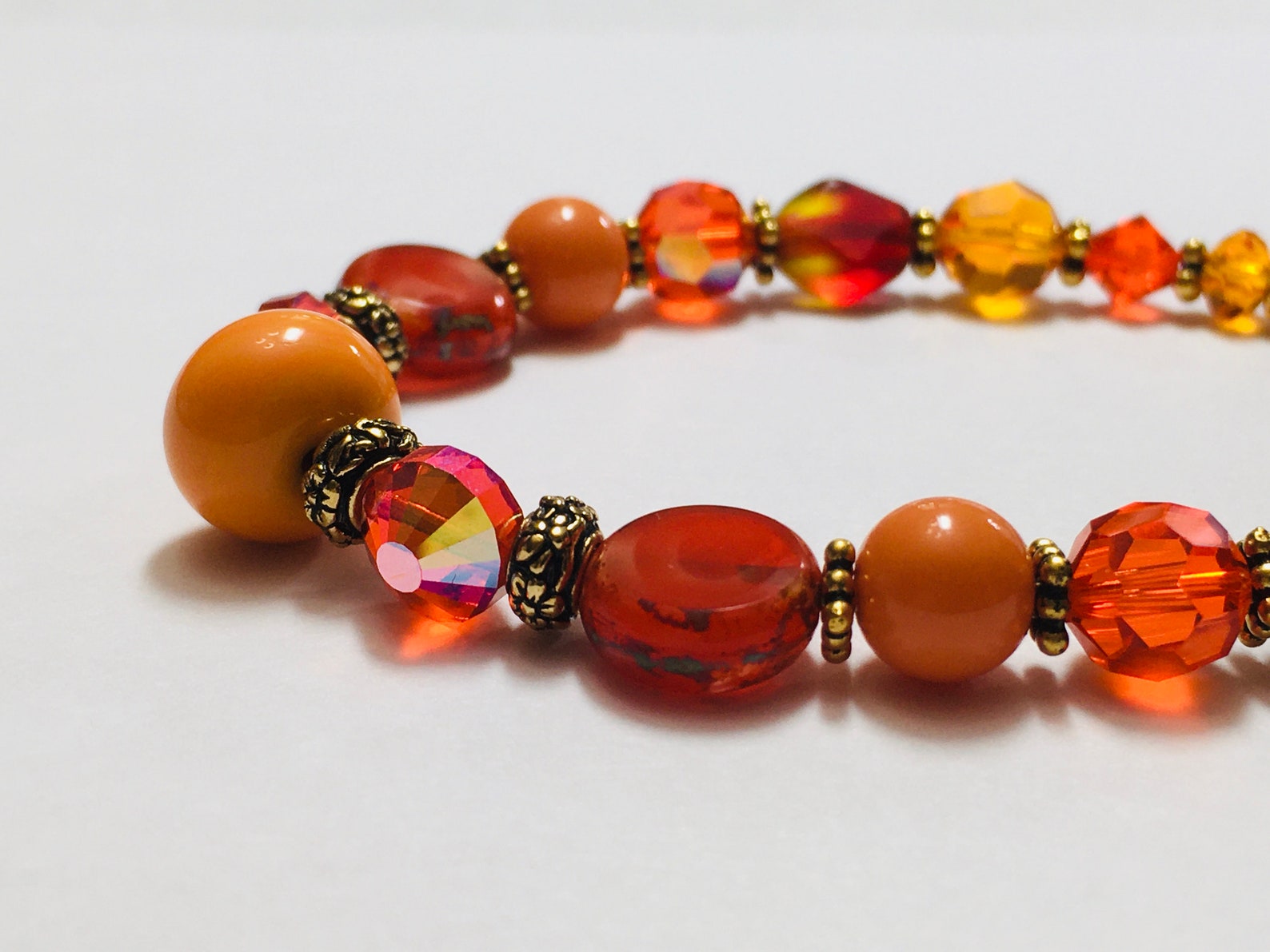 Orange Rainbow Stack Bracelet! Vintage & Rare Crystals, Czech Glass ...