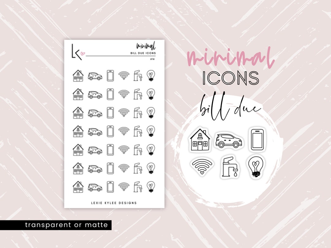 Minimal Bill Due Icons 616 - Etsy