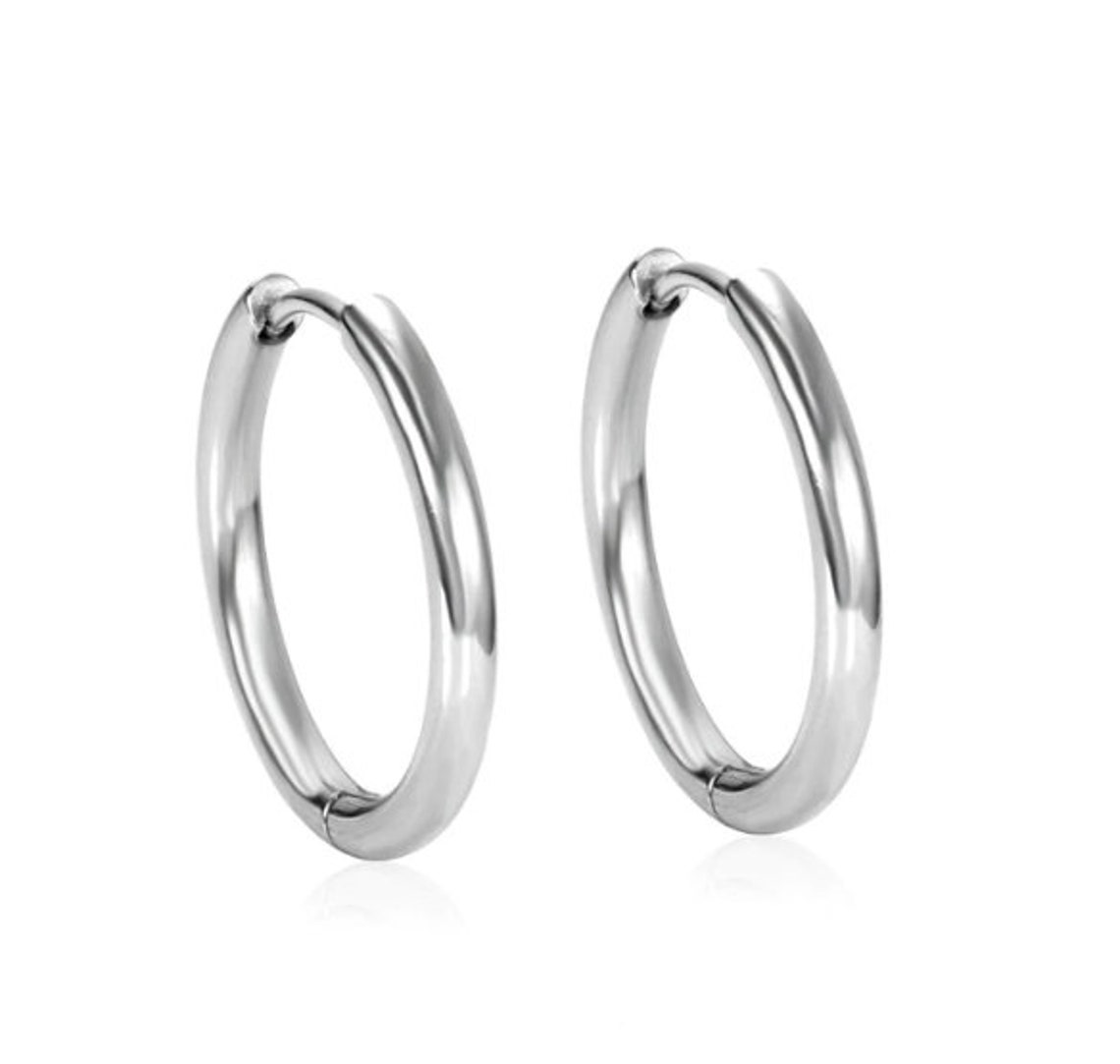 Pendientes de aro de acero inoxidable mujeres oro y plata | Etsy