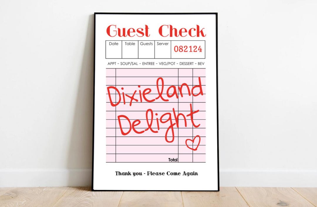 Guest Check Dixieland Delight, University of Alabama Digital Print ...