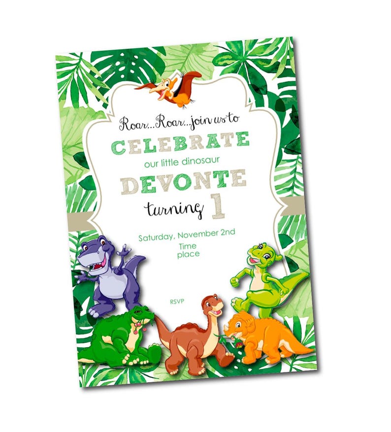Land Before Time Birthday Invitation -PRINTABLE -littlefoot -chomper ...