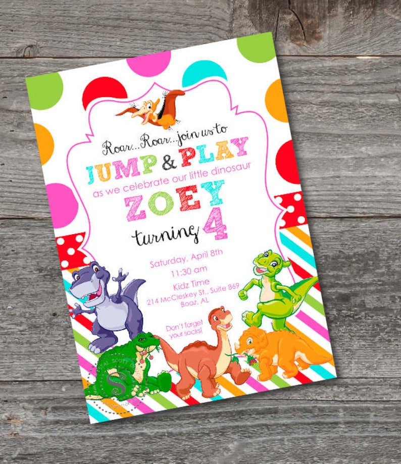 Land Before Time Birthday Invitation PRINTABLE littlefoot chomper spike ...