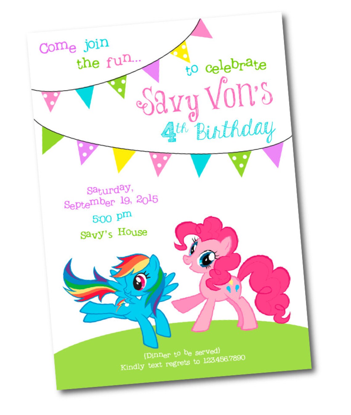 My Little Pony Birthday Invitation PRINTABLE rainbow Dash CUSTOM pinkie ...