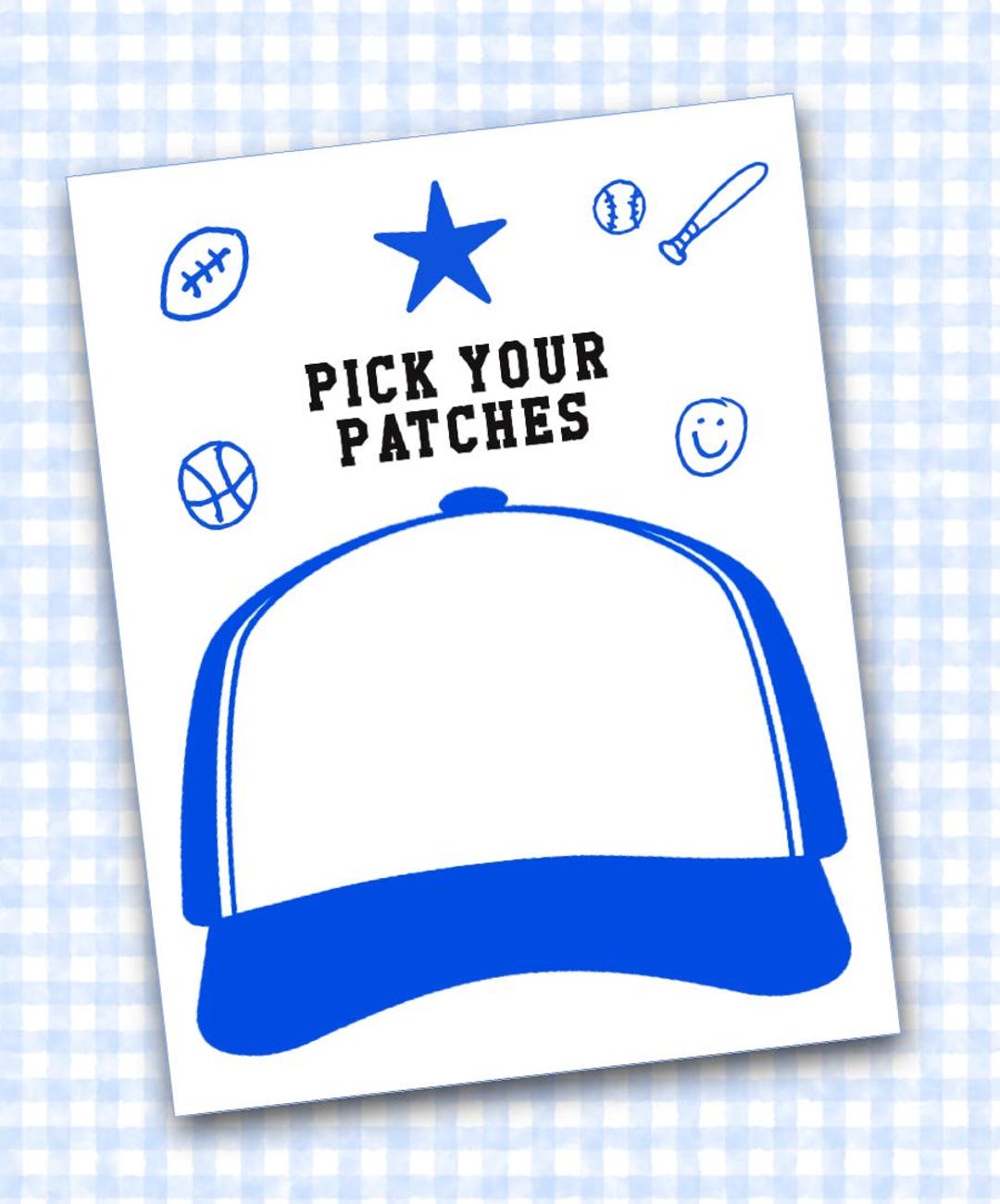 Trucker Hat Design Template for Trucker Hat Bar Blue Design Patch ...