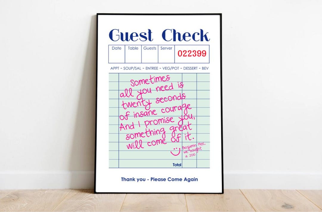 Guest Check Courage, Digital Print, We Bought a Zoo Quote, Dorm Print ...