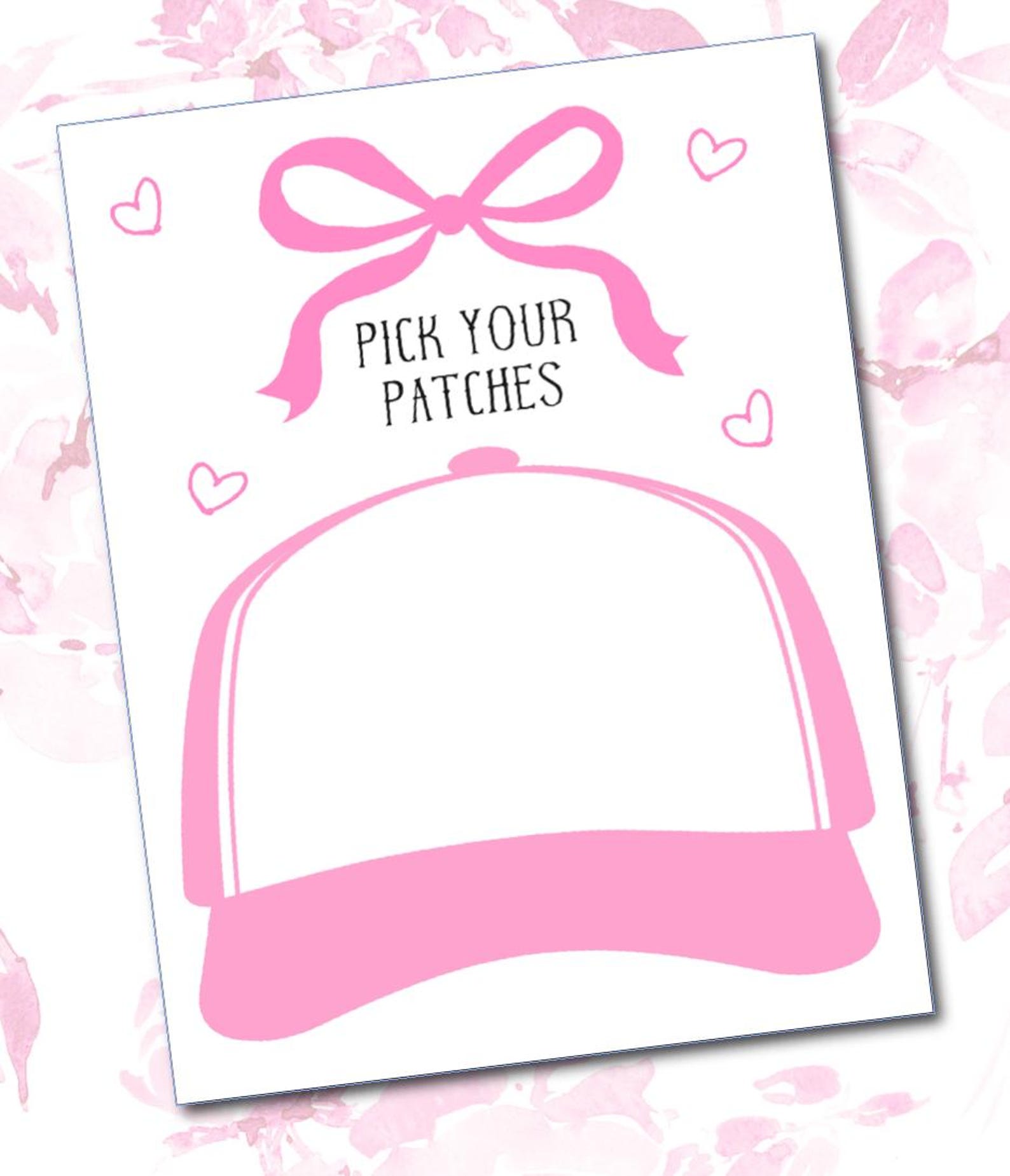 Trucker Hat Design Template for Trucker Hat Bar Pink Design Patch ...