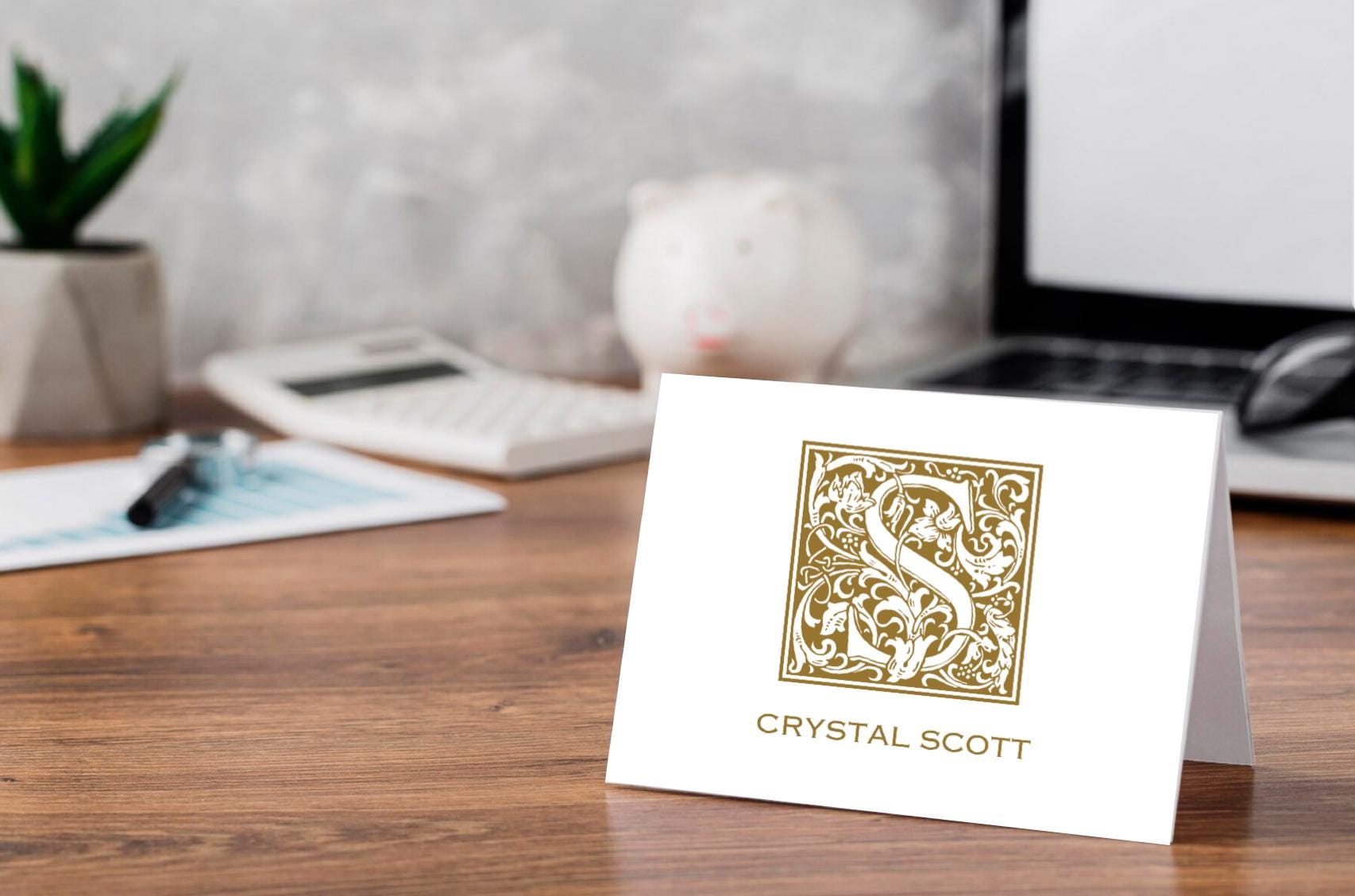 Custom Initial Notecards -personalized Notecards -folded Note Cards ...