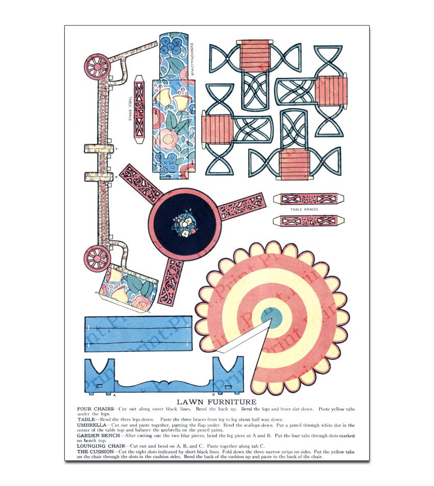 Paper Doll House Lawn Furniture Printable Digital Download PDF #527 - Etsy