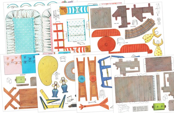 Printable PAPER Doll HOUSE Backgrounds Set Pdf Instant - Etsy Canada