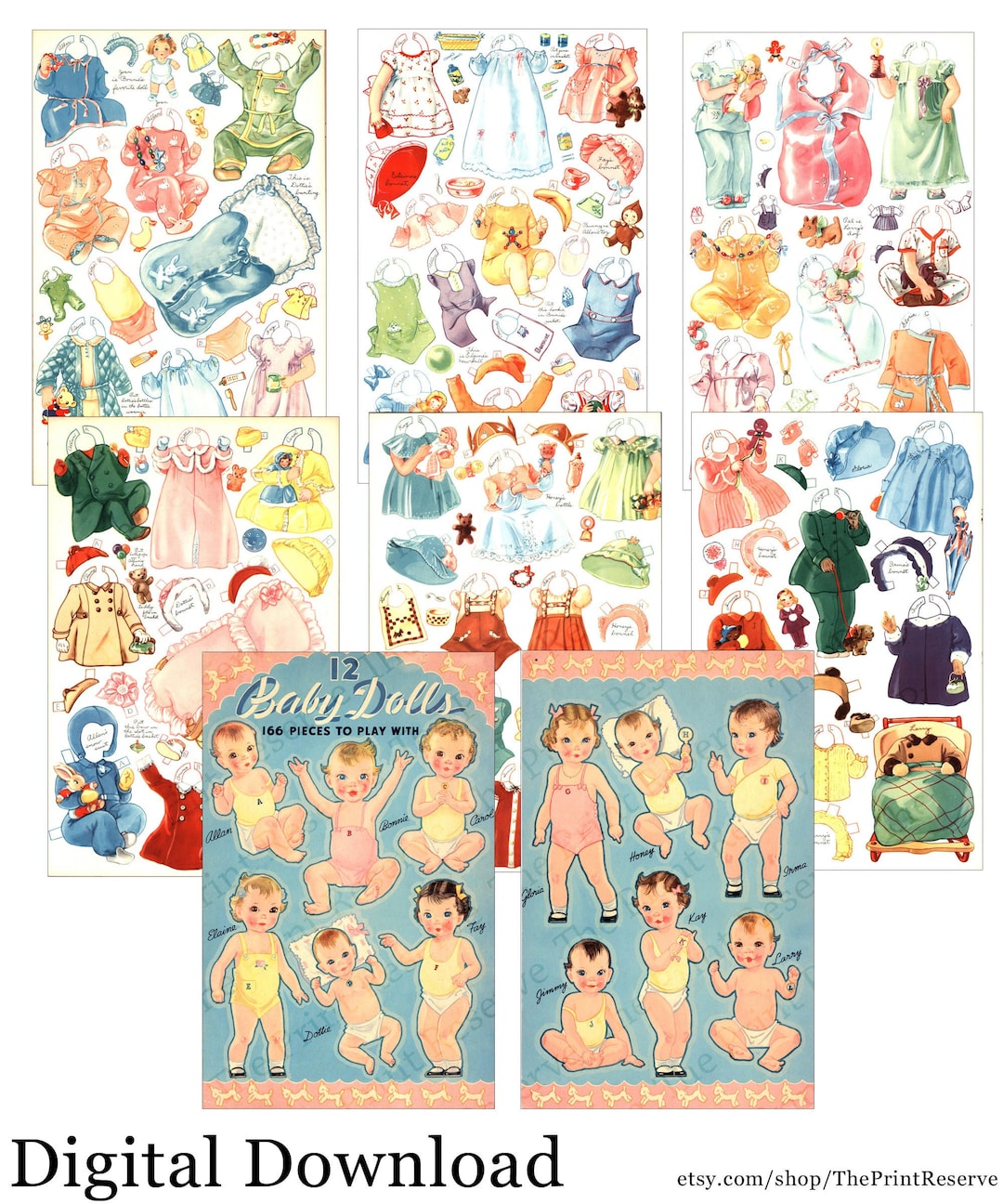 Baby Printable Paper Dolls 12 Babies Digital Download - Etsy