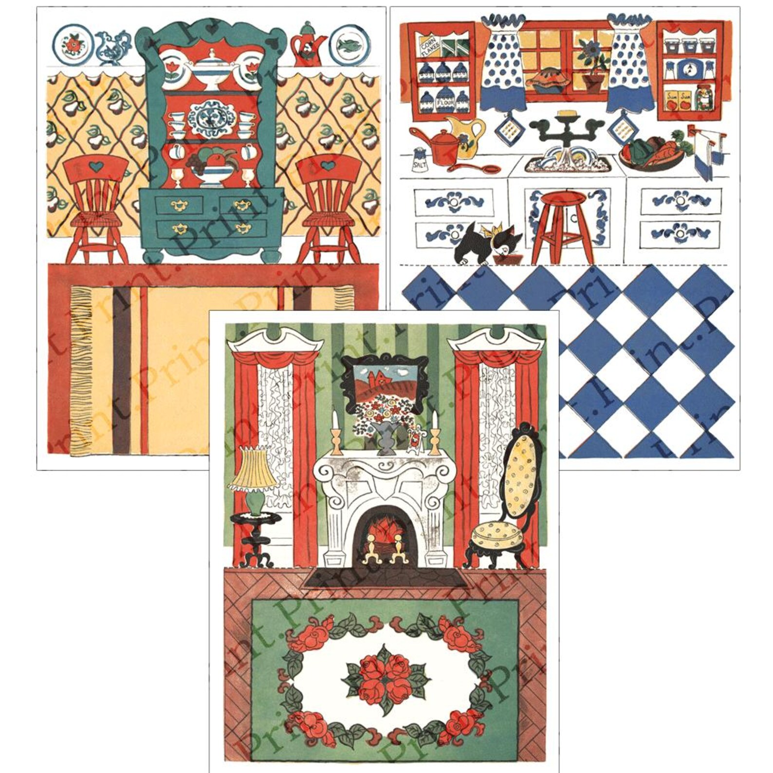 Paper Doll House Rooms & Furniture Printable Digital Download Image PDF ...