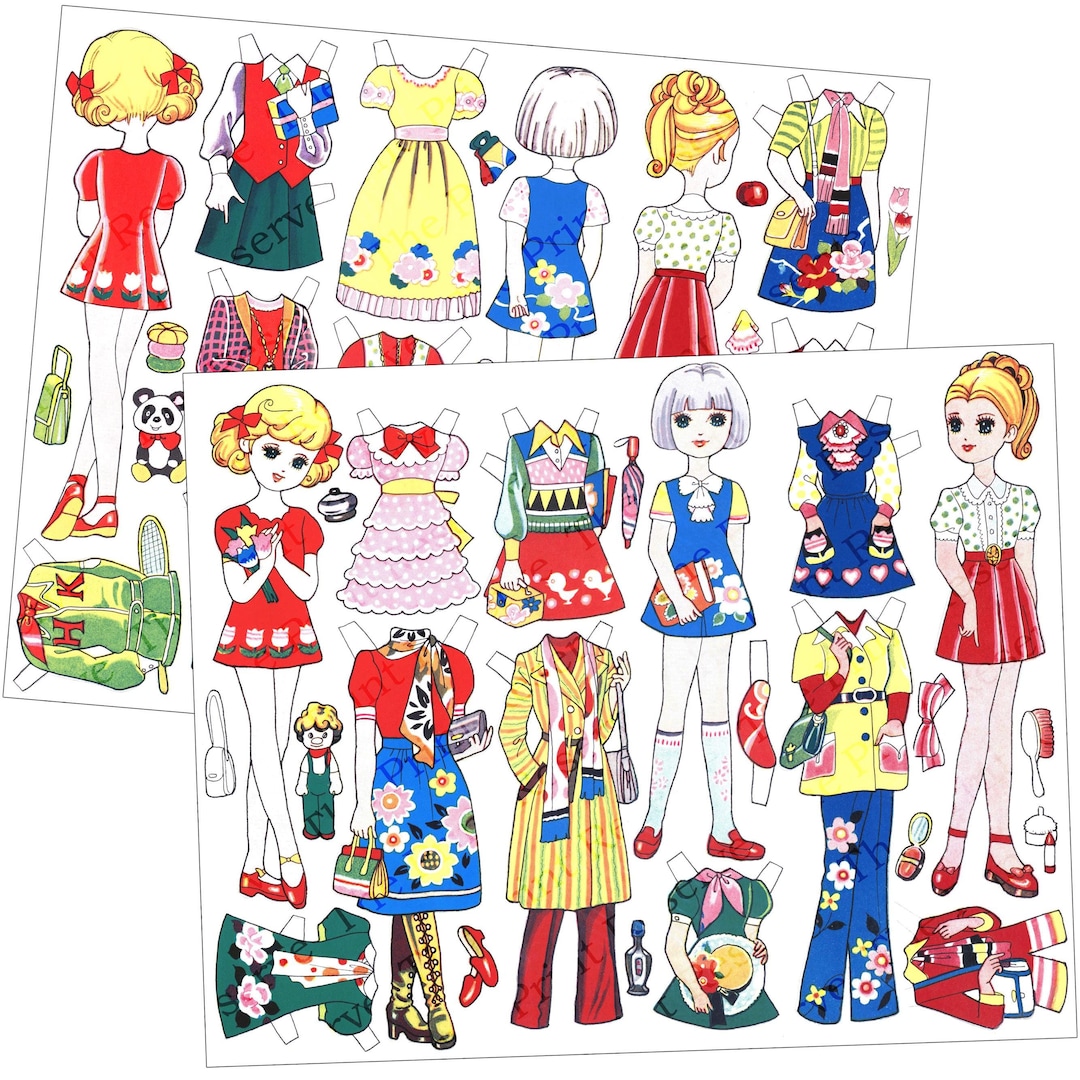 Paper Doll Printable Colorful Doll Image Instant Digital Download Item ...
