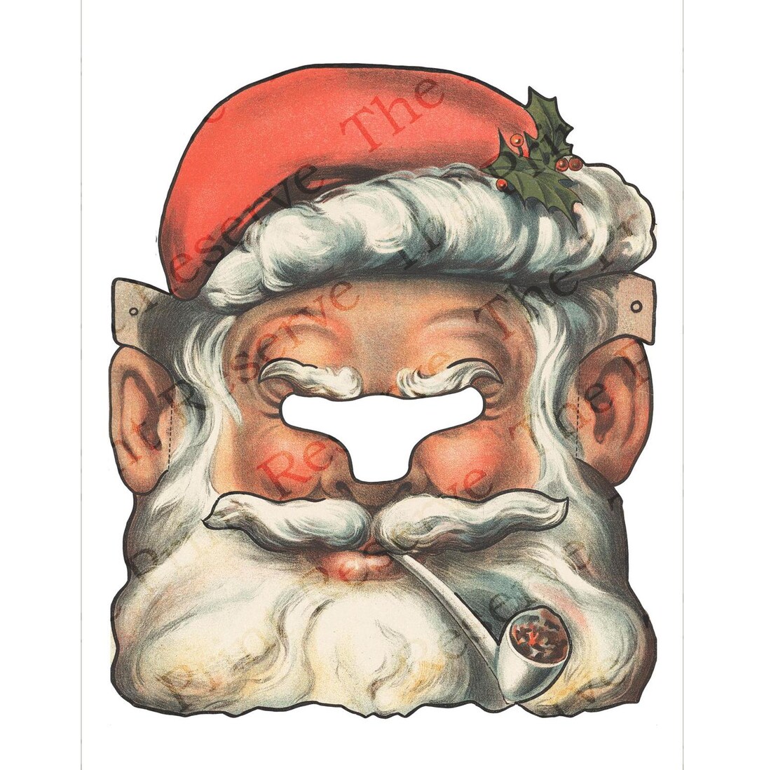 Paper Santa Mask Digital Download Image Printable 11"x17" Item #811 - Etsy