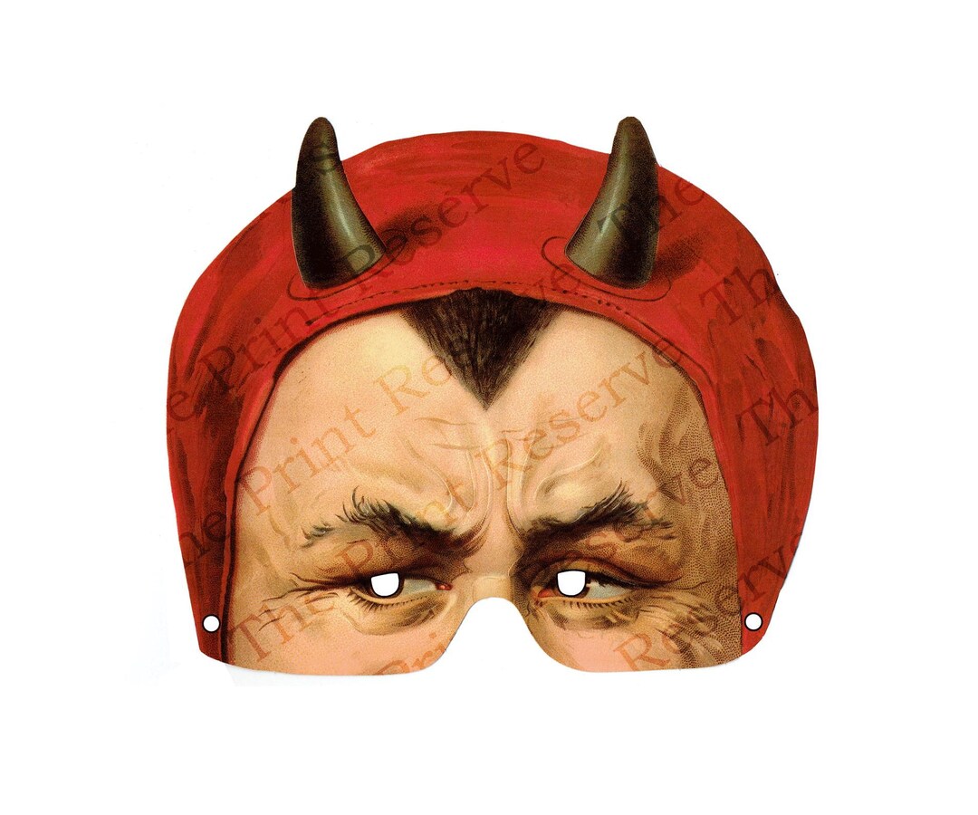 Paper Mask Devil Half Mask Digital Download Printable Item #821 - Etsy