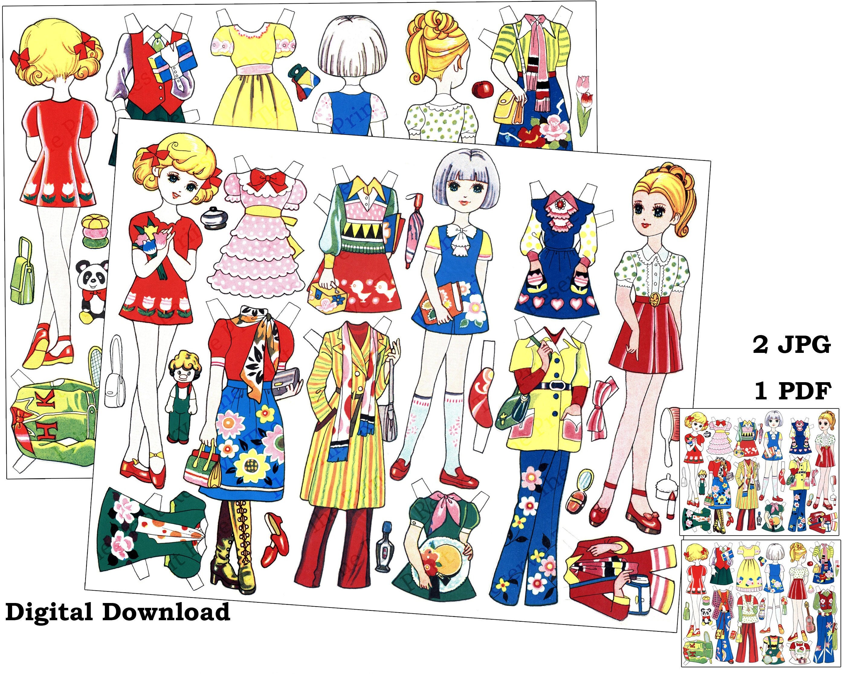 Paper Doll Printable Colorful Doll Image Instant Digital Download - Etsy