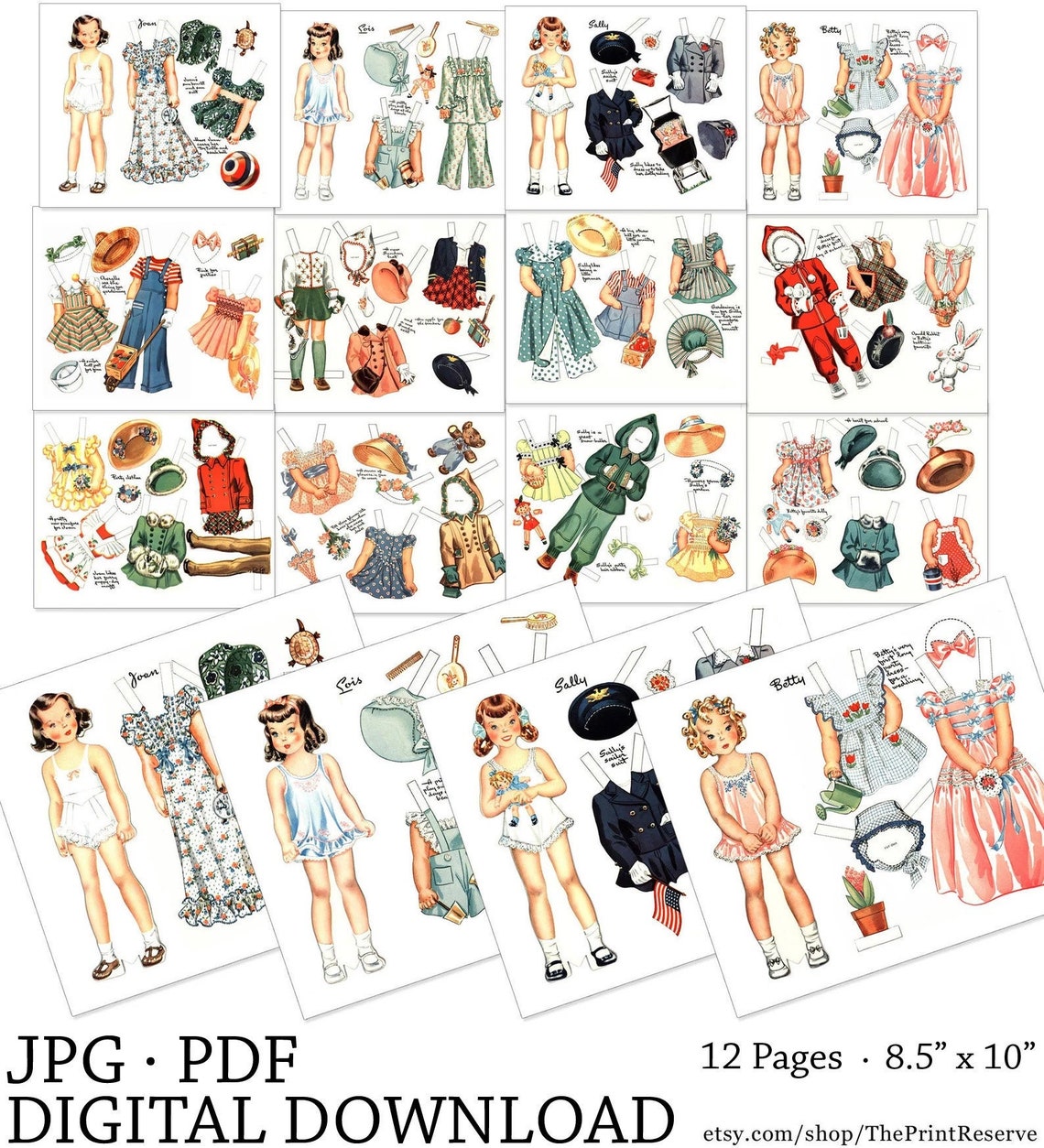 Paper Doll Printable Girls Kids Toys Craft Kit Instant Digital - Etsy ...