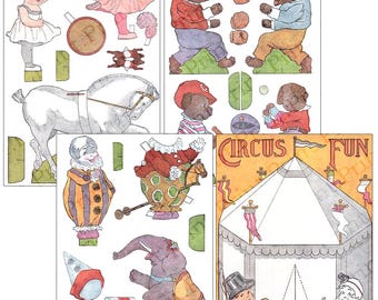 Articulated Printable Paper Circus Fun, Digital Download, Paper Dolls ...