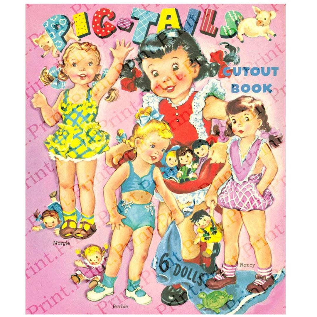 Pigtails Paper Doll Digital Download Printable Image 1950s Fashion - Etsy