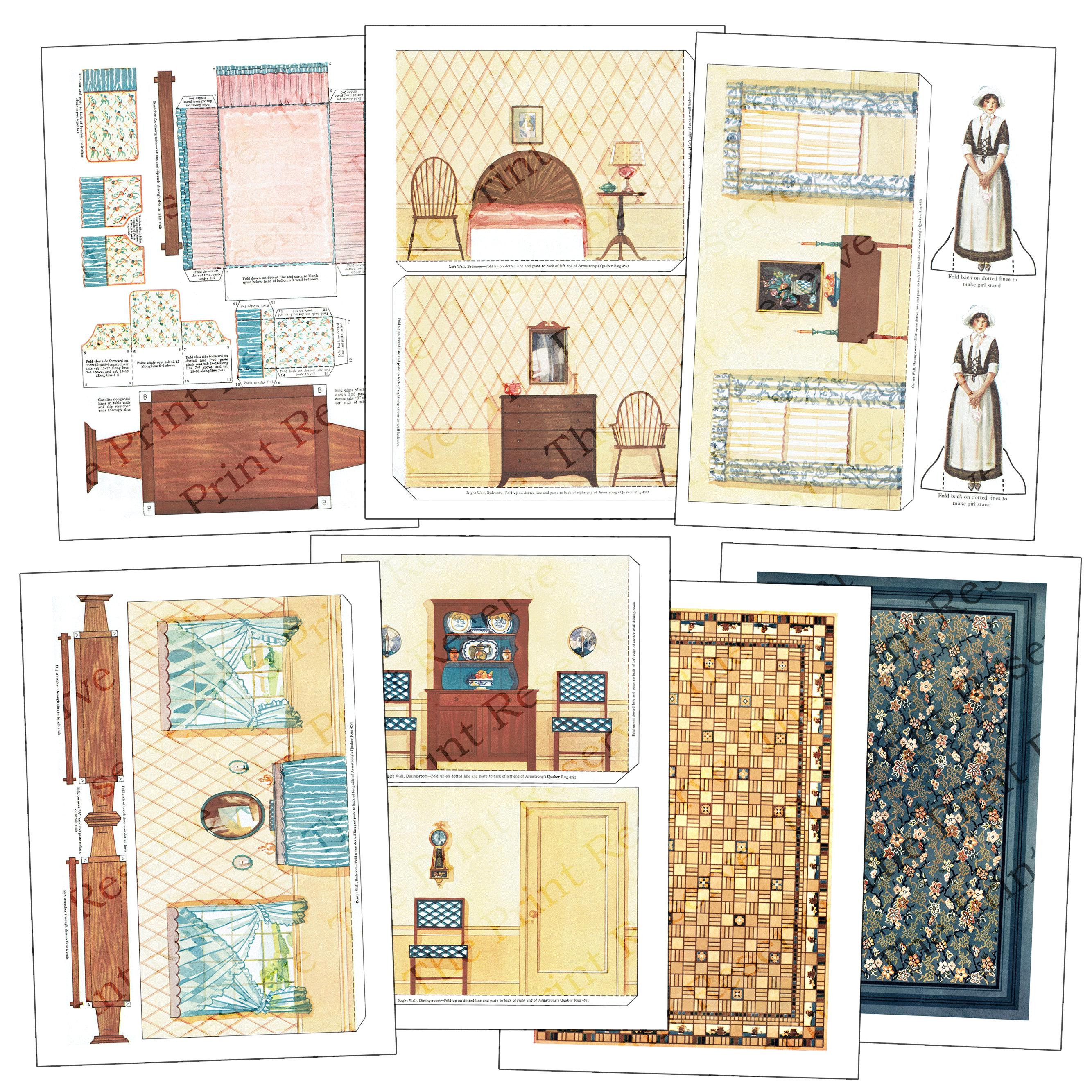 Printable Paper Dollhouse With Furniture 2 Rooms Printable #522 - Etsy UK
