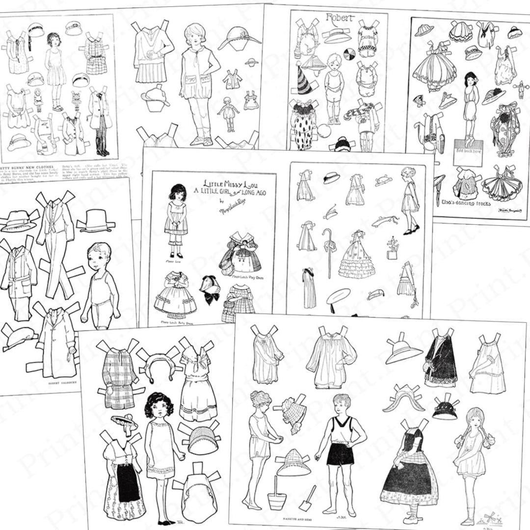 Vintage 1920s Paper Doll Coloring Page to Color Digital Download - Etsy