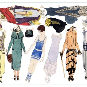 Paper Doll Printable Hand Drawn Art Deco Flapper Digital Download - Etsy
